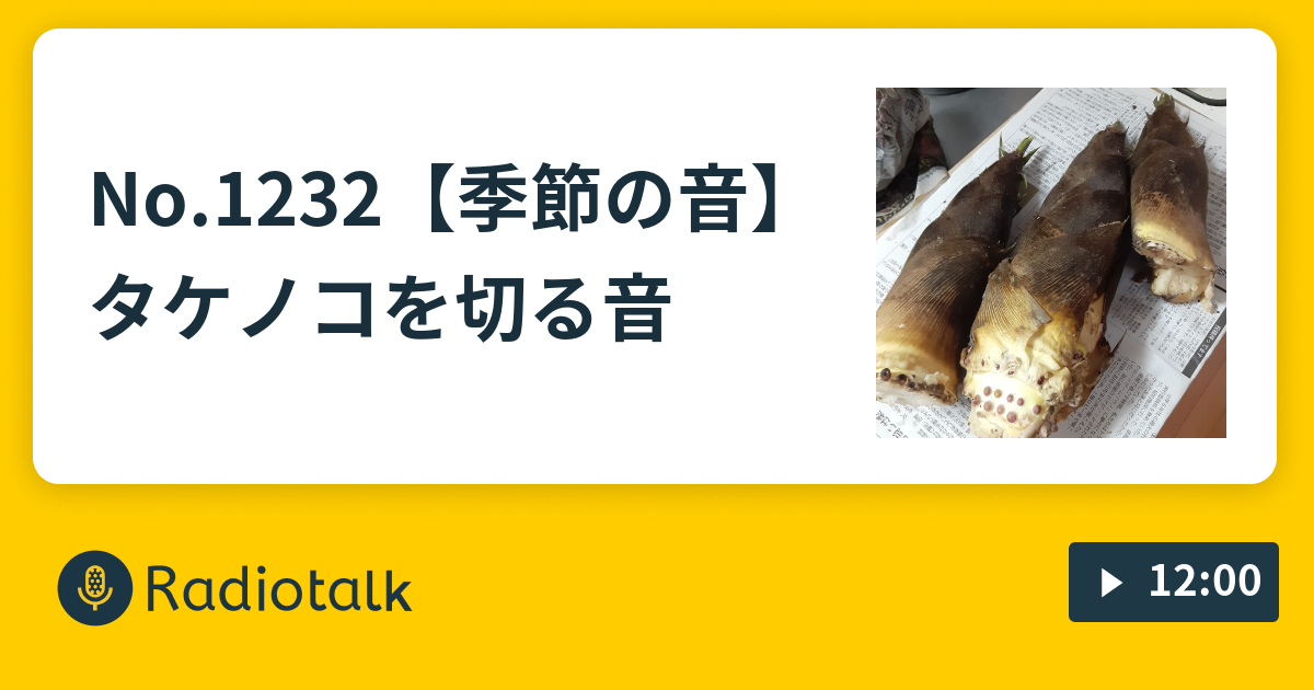 No.1232【季節の音】タケノコを切る音 - hashu radio - Radiotalk(ラジオトーク)